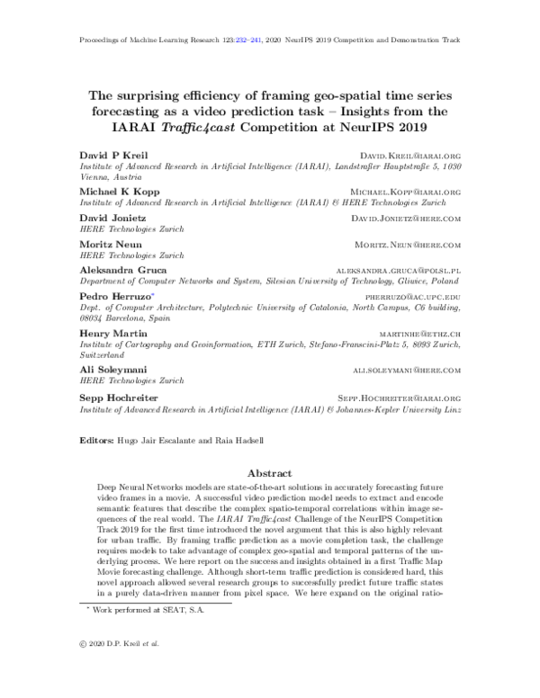 (PDF) The surprising efficiency of framing geo-spatial time series forecasting as a video ...