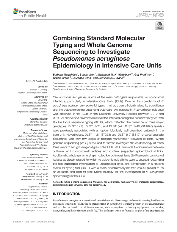 (PDF) Combining Standard Molecular Typing and Whole Genome Sequencing to Investigate Pseudomonas ...