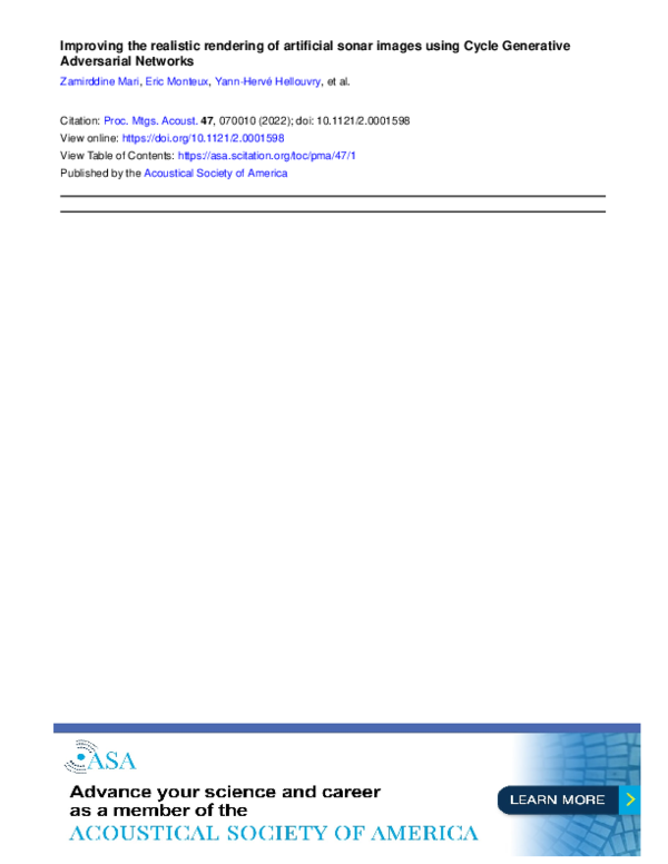 (PDF) Improving the realistic rendering of artificial sonar images ...