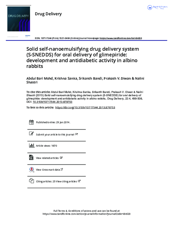 (PDF) Solid self-nanoemulsifying drug delivery system (S-SNEDDS) for ...