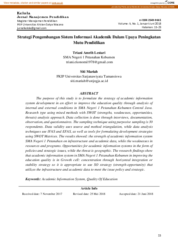 (PDF) Strategi Pengembangan Sistem Informasi Akademik Dalam Upaya Peningkatan Mutu Pendidikan