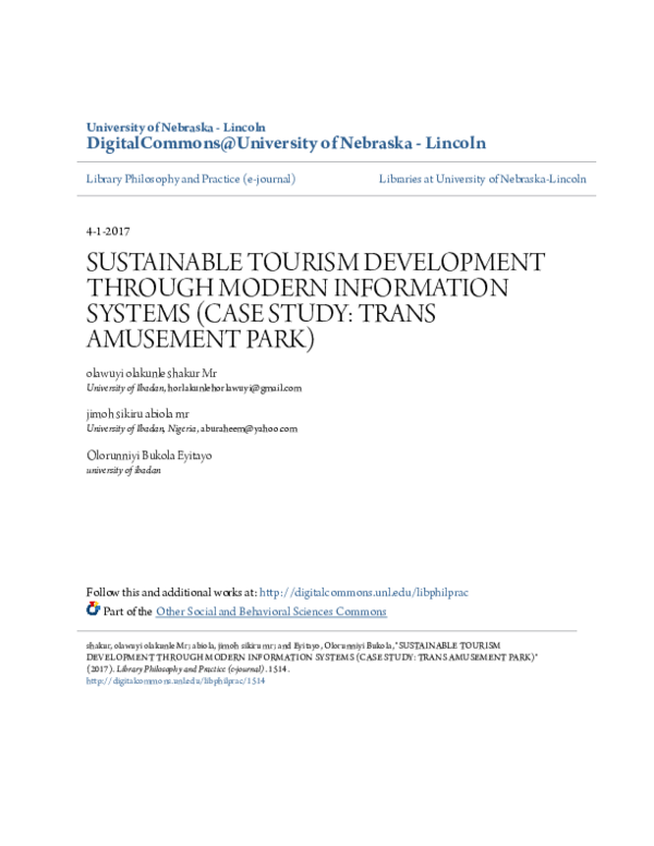 (PDF) Sustainable Tourism Development Through Modern Information ...
