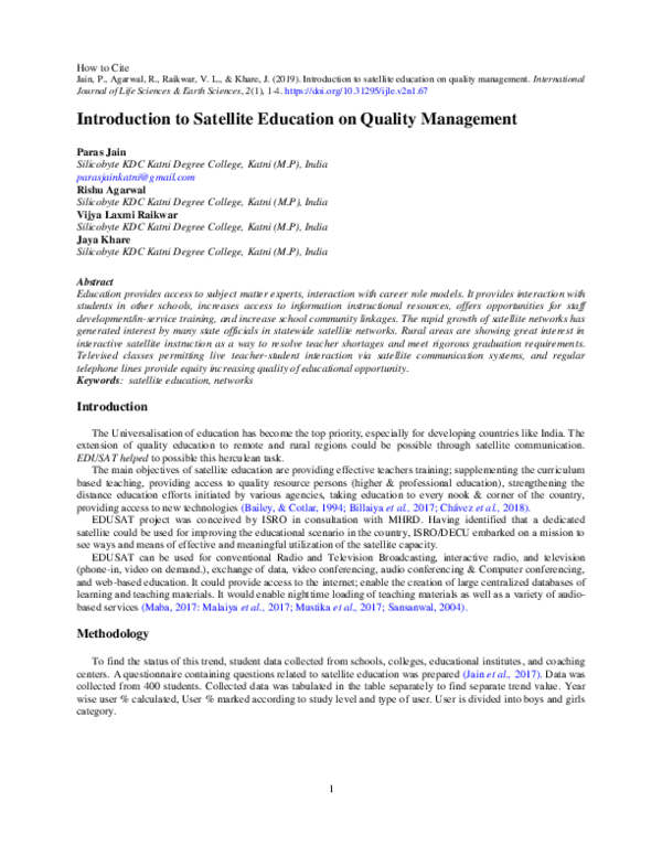 (PDF) Introduction to satellite education on quality management