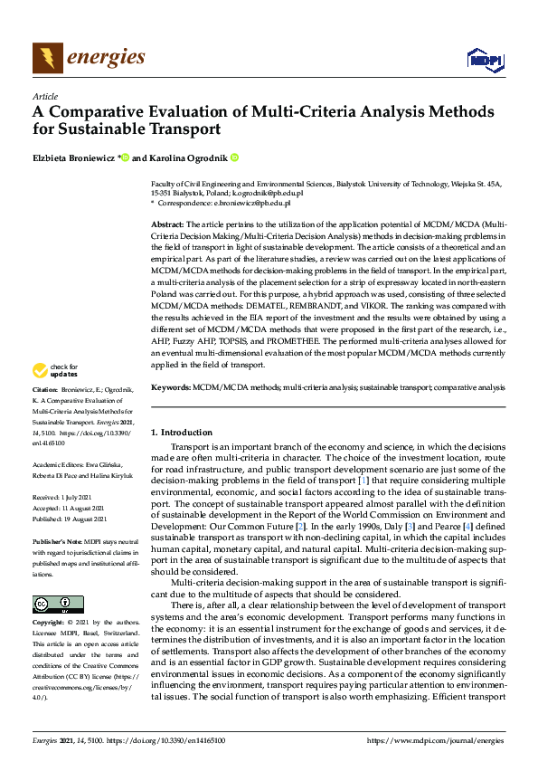 Pdf A Comparative Evaluation Of Multi Criteria Analysis Methods For