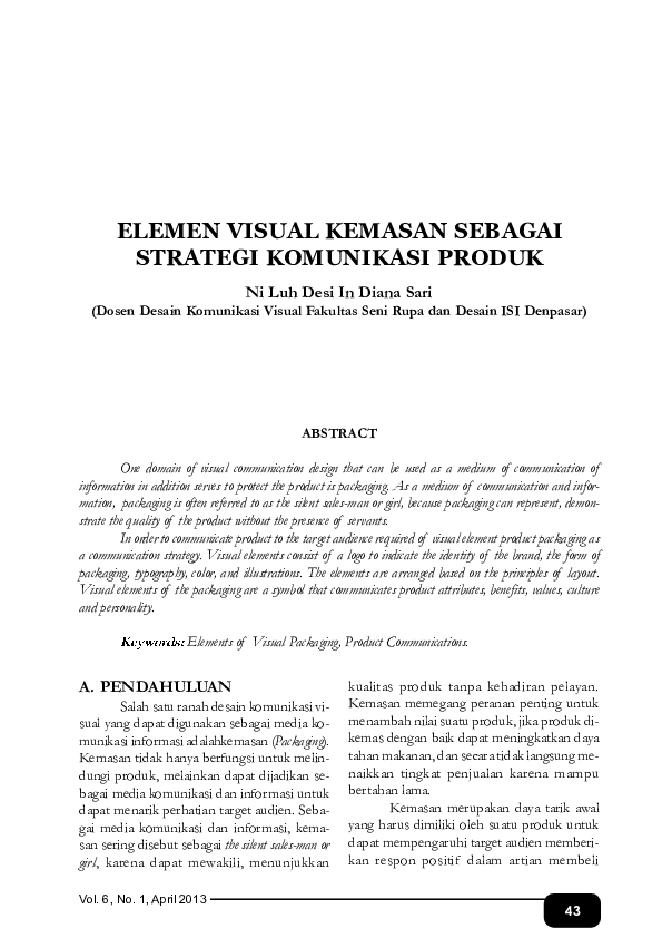 (PDF) Elemen Visual Kemasan Sebagai Strategi Komunikasi Produk