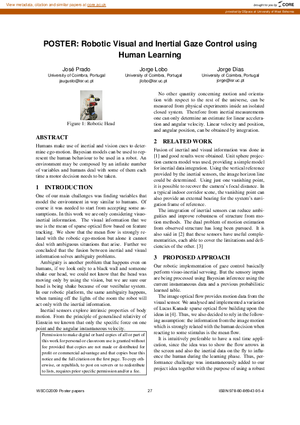 (PDF) Robotic Visual and Inertial Gaze Control using Human Learning