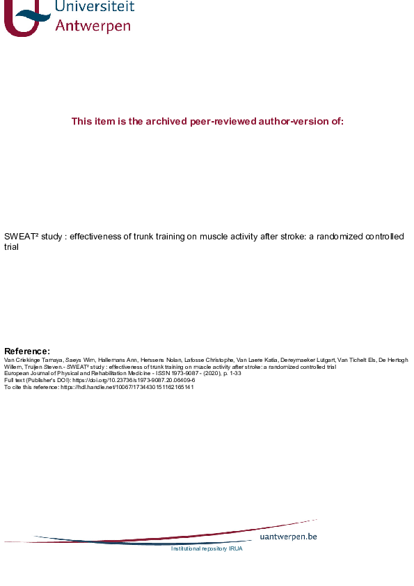 (PDF) SWEAT2 study: effectiveness of trunk training on muscle activity after stroke. A ...
