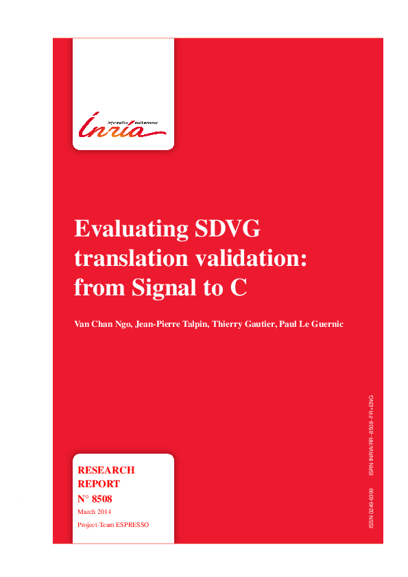 Pdf Evaluating Sdvg Translation Validation From Signal To C