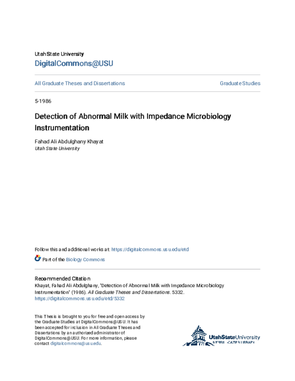 (PDF) Detection of Abnormal Milk with Impedance Microbiology ...