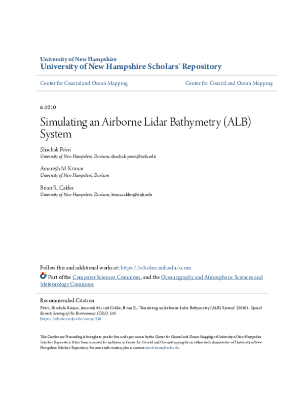 Pdf Simulating An Airborne Lidar Bathymetry Alb System