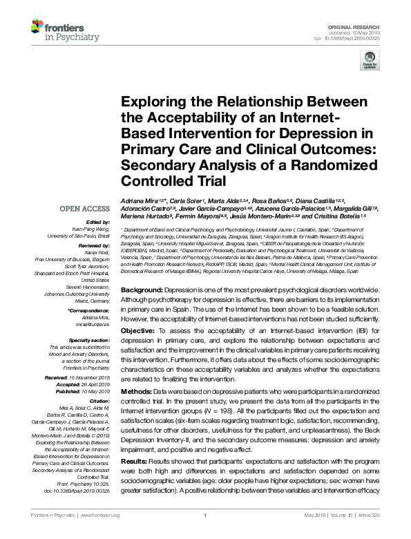 (PDF) Exploring the Relationship Between the Acceptability of an Internet-Based Intervention for ...