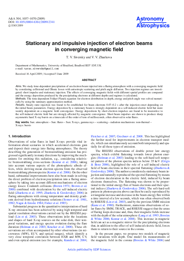 (PDF) Stationary and impulsive injection of electron beams in ...