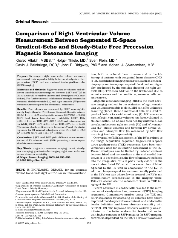 (PDF) Comparison of right ventricular volume measurement between ...