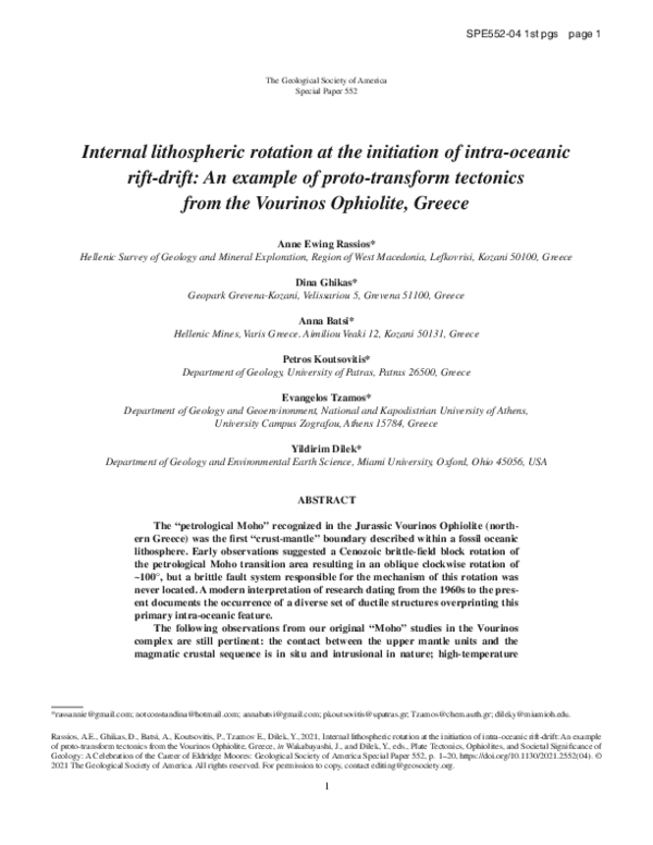 Pdf Internal Lithospheric Rotation At The Initiation Of Intra Oceanic Rift Drift An Example