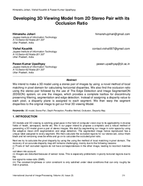 (PDF) Developing 3D Viewing Model from 2D Stereo Pair with its ...