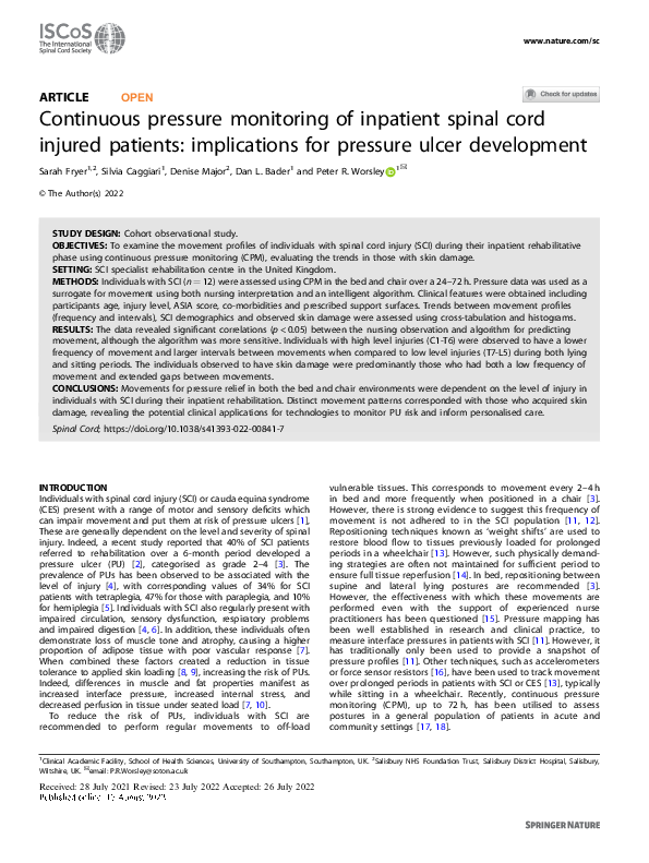 (PDF) Continuous pressure monitoring of inpatient spinal cord injured ...