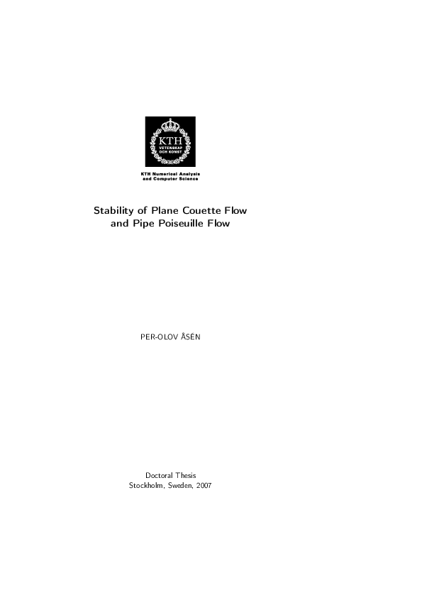 (PDF) Stability of plane Couette flow and pipe Poiseuille flow