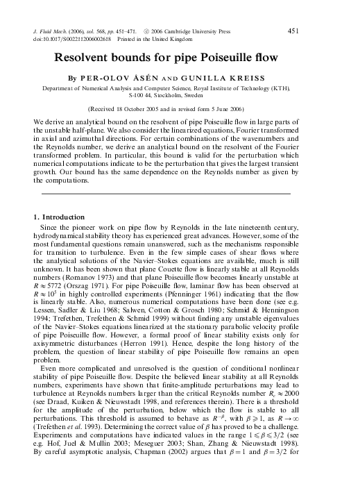 (PDF) Resolvent bounds for pipe Poiseuille flow