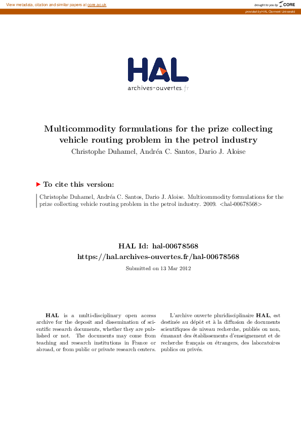 (PDF) Multicommodity formulations for the prize collecting vehicle routing problem in the petrol ...