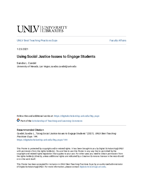 (PDF) Using Social Justice Issues to Engage Students