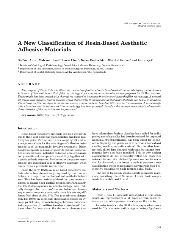 (PDF) A new classification of resin-based aesthetic adhesive materials