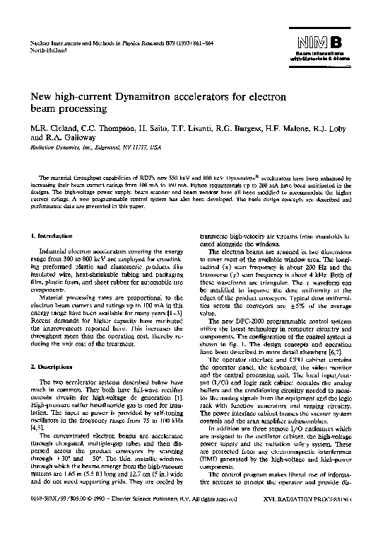 (PDF) New high-current Dynamitron accelerators for electron beam processing
