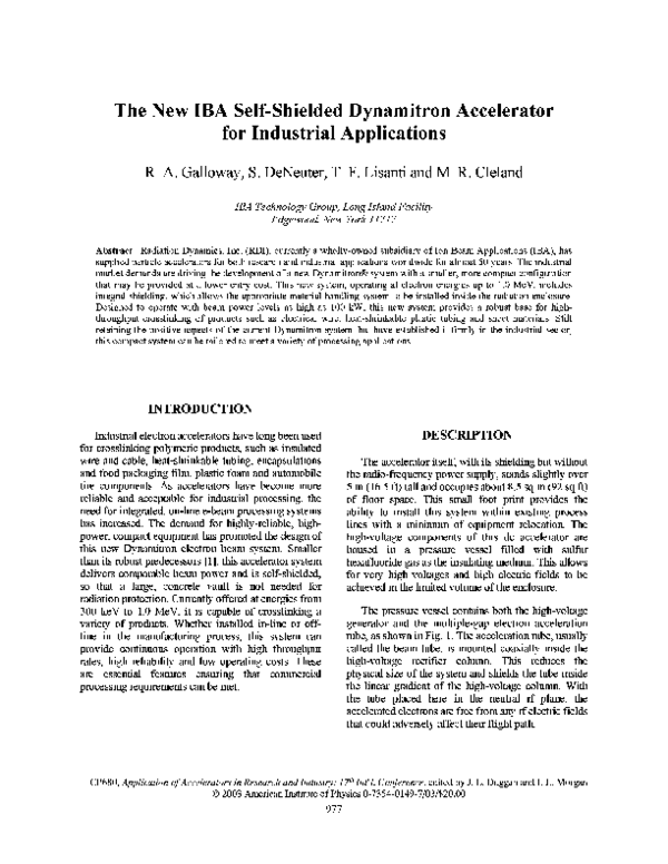 (PDF) The new IBA self-shielded dynamitron accelerator for industrial ...
