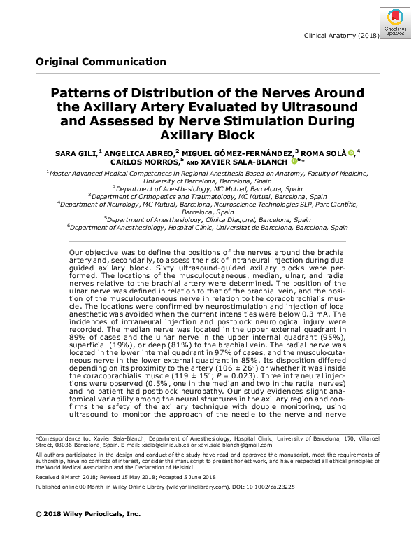 (PDF) Patterns of Distribution of the Nerves Around the Axillary Artery ...