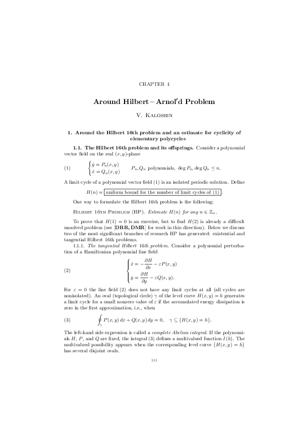 (PDF) Around the Hilbert-Arnol’d problem