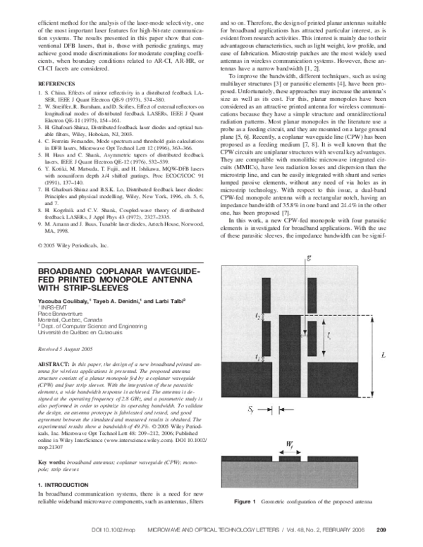 Pdf Broadband Coplanar Waveguide Fed Printed Monopole Antenna With