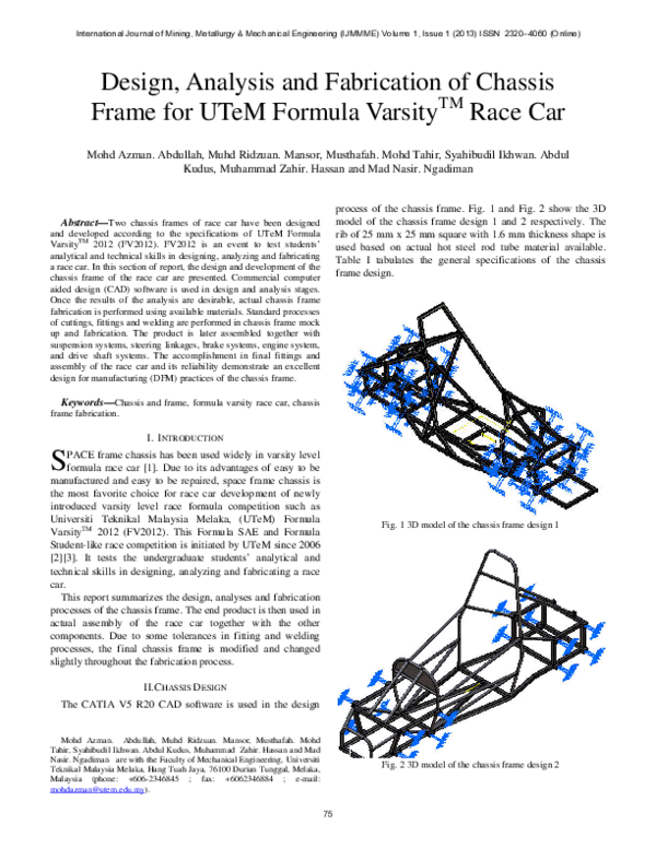 Pdf Design Analysis And Fabrication Of Chassis Frame For Utem