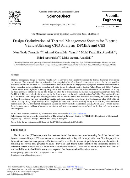 (PDF) Design Optimization of Thermal Management System for Electric VehicleUtilizing CFD ...