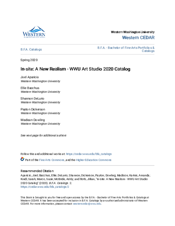 (PDF) In-site: A New Realism - WWU Art Studio 2020 Catalog