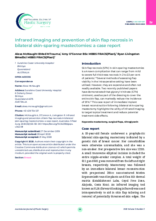 (PDF) Infrared imaging and prevention of skin flap necrosis in ...