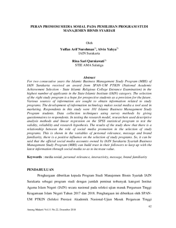 (PDF) Peran Promosi Media Sosial Pada Pemilihan Program Studi Manajemen ...