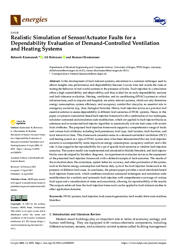 (PDF) Realistic Simulation of Sensor/Actuator Faults for a Dependability Evaluation of Demand ...