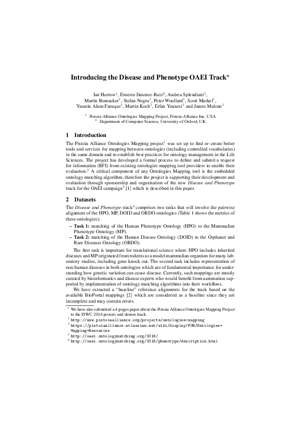 (PDF) Introducing the disease and phenotype OAEI track