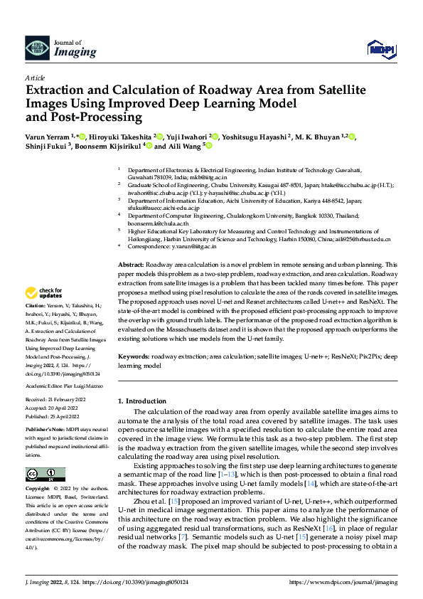 (PDF) Extraction and Calculation of Roadway Area from Satellite Images Using Improved Deep ...