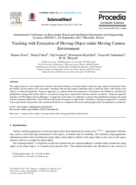 (PDF) Tracking with Extraction of Moving Object under Moving Camera ...