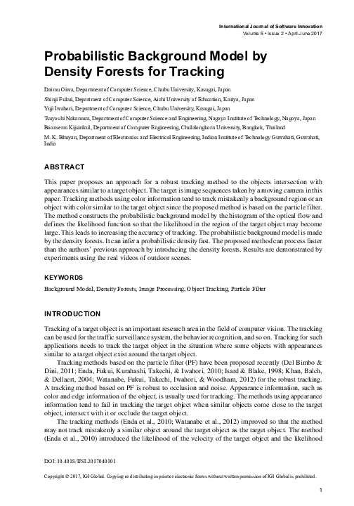 (PDF) Probabilistic Background Model by Density Forests for Tracking