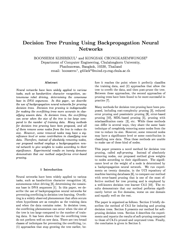 (PDF) Decision tree pruning using backpropagation neural networks