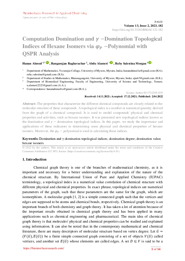 (PDF) Computation Domination and −Domination Topological Indices of Hexane Isomers via − ...