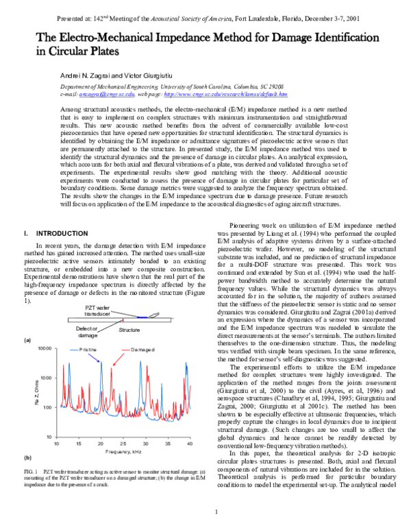 (PDF) The electro‐mechanical impedance method for damage identification ...