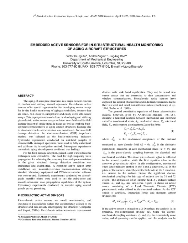 Pdf Embedded Active Sensors For In Situ Structural Health Monitoring Of Thin Wall Structures