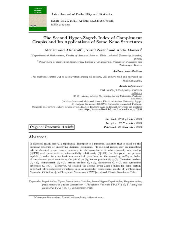 (PDF) The Second Hyper-Zagreb Index of Complement Graphs and Its Applications of Some Nano ...