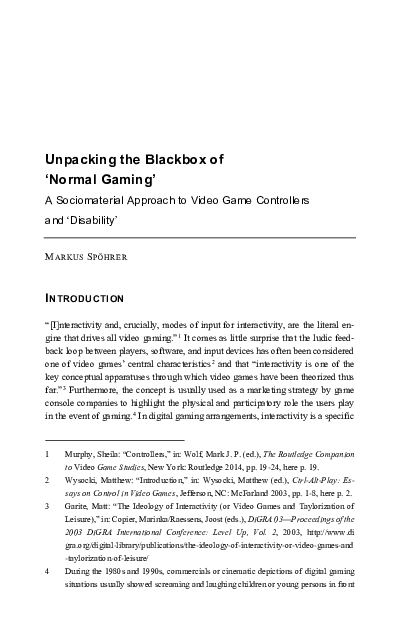 (PDF) Unpacking the Blackbox of ‘Normal Gaming’