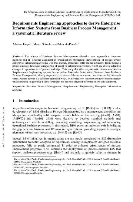 (PDF) Requirements Engineering Approaches to derive Enterprise Information Systems from Business ...