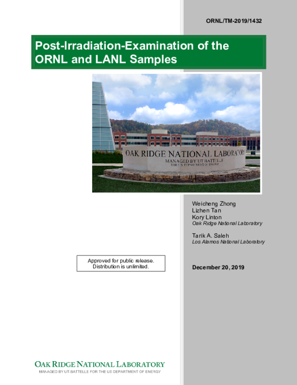 (PDF) Post-Irradiation-Examination of the ORNL and LANL Samples ...
