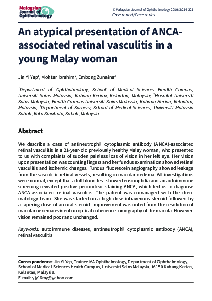(PDF) An atypical presentation of ANCA-associated retinal vasculitis in ...