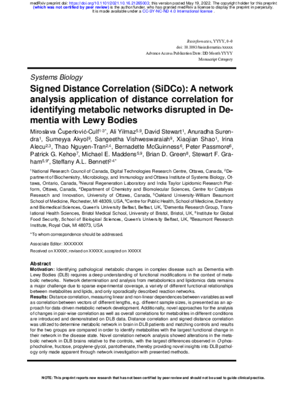 (PDF) Signed Distance Correlation (SiDCo): A network analysis ... (PDF) Signed Distance Correlation (SiDCo): A network analysis ...